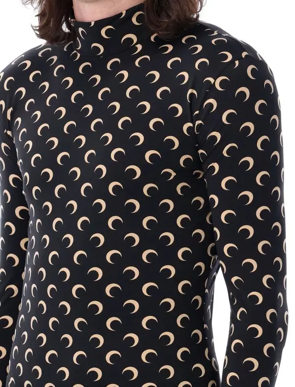 MARINE SERRE High-neck Allover Moon Printed Top