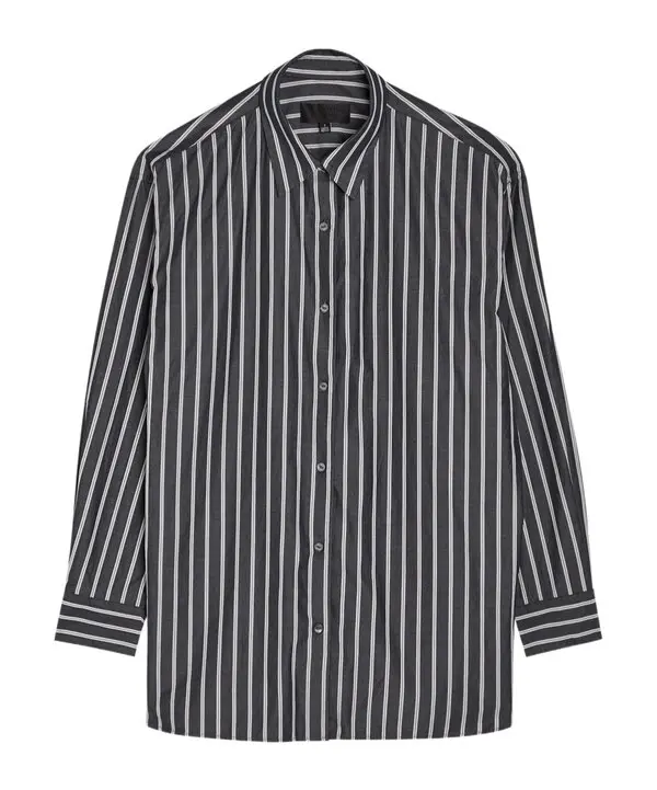 NILI LOTAN Striped Long-sleeved Shirt - Black