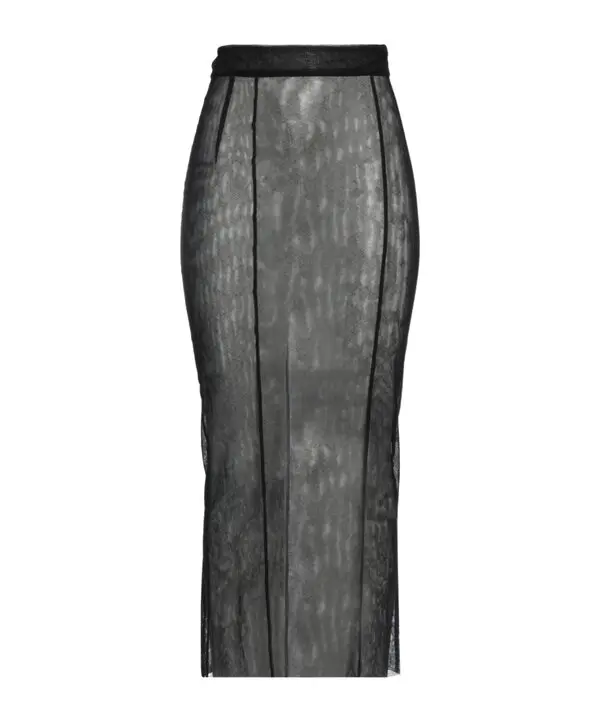 Dolce & Gabbana Solid Color Mesh Tulle Midi Skirt