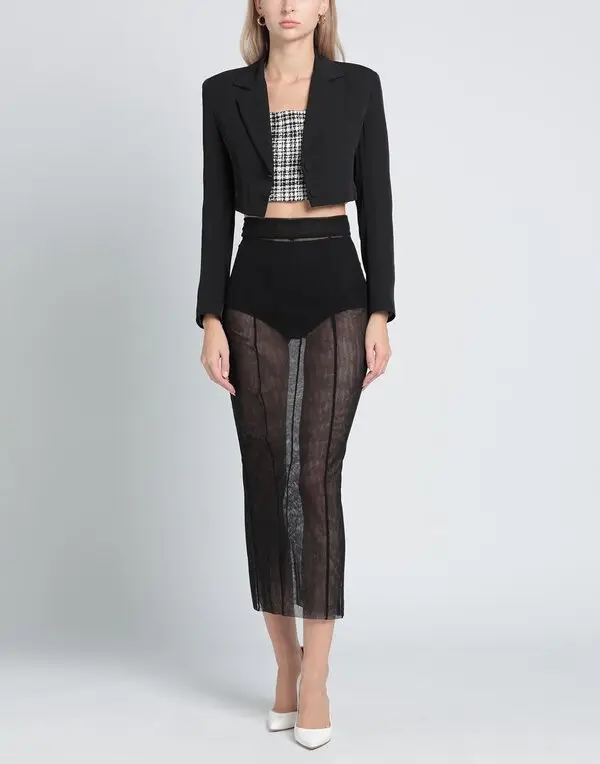 Dolce & Gabbana Solid Color Mesh Tulle Midi Skirt