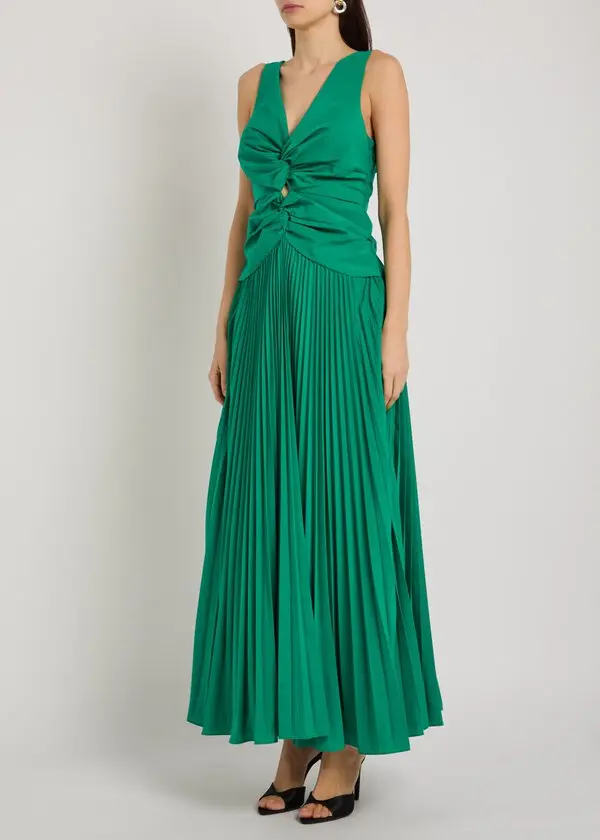 Simkhai Pleated Woven Midi Dress