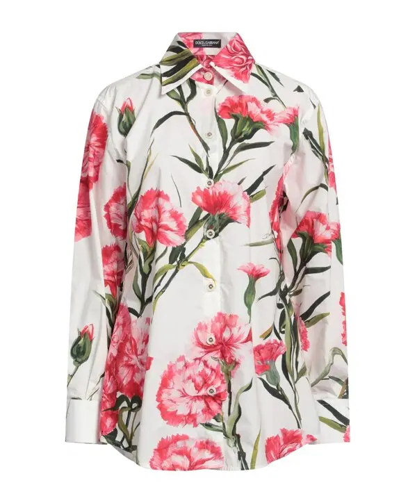Dolce & Gabbana Floral Print Poplin Shirt - White