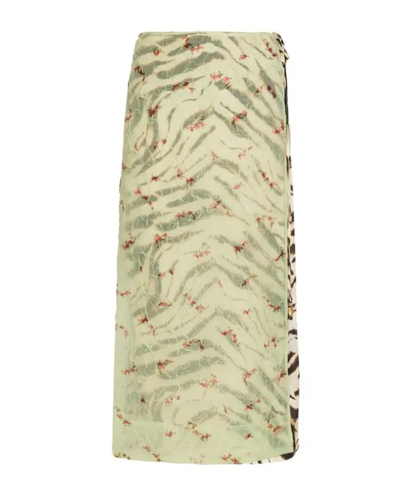 GANNI Zebra Print Floral Dress