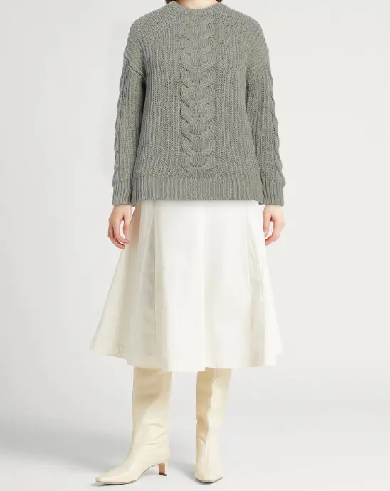 Max Mara Long-sleeved Crew Neck Sweater With Brand Logo