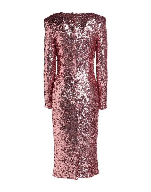 Dolce & Gabbana Sequined V-neck Long Sleeve Dress