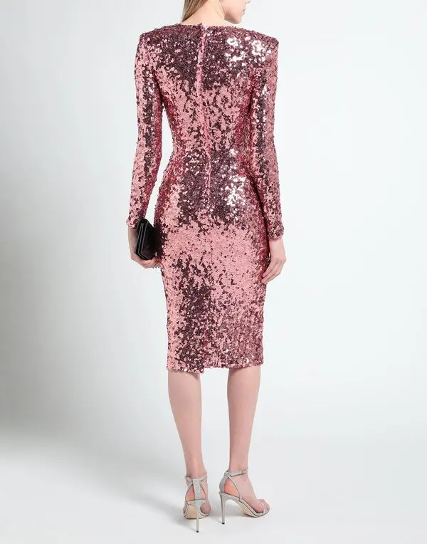 Dolce & Gabbana Sequined V-neck Long Sleeve Dress