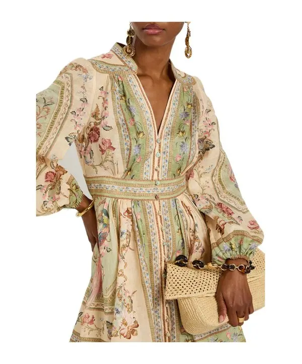 Zimmermann Roselight Printed Linen Mini Dress