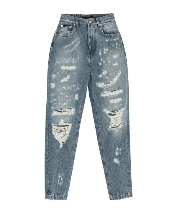 Dolce & Gabbana Medium Wash Embellished Tapered Jeans