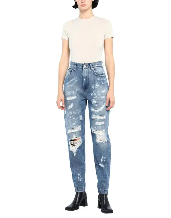 Dolce & Gabbana Medium Wash Embellished Tapered Jeans