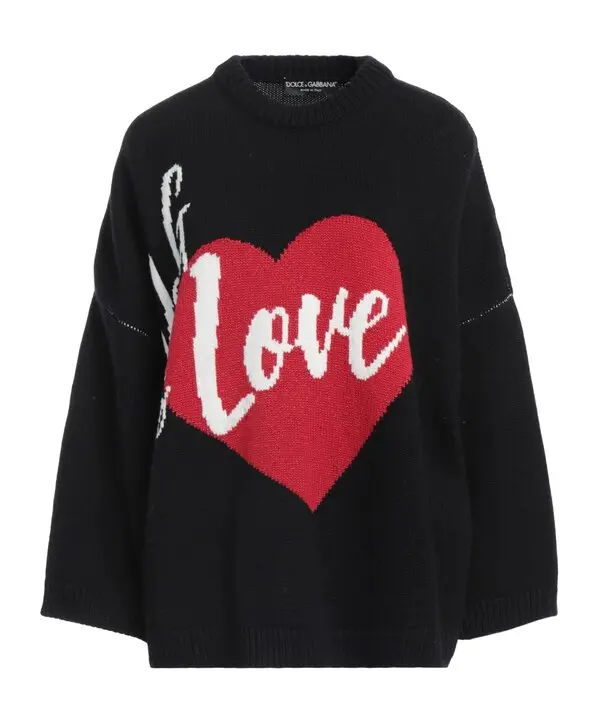 Dolce & Gabbana Minimalist Embroidered Cashmere Sweater - Black