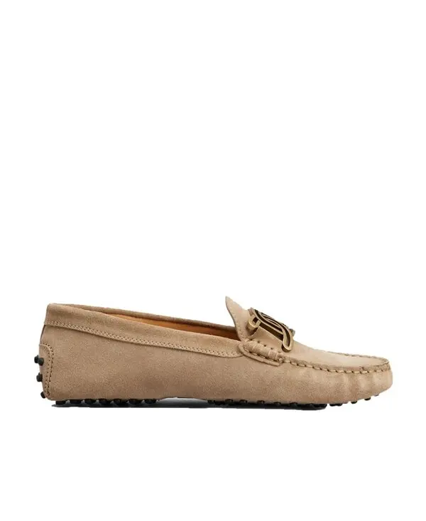 TOD'S Kate Gommino Suede Loafers With Metal Chain Detail