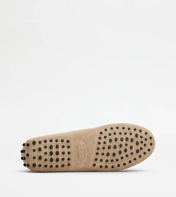 TOD'S Kate Gommino Suede Loafers With Metal Chain Detail