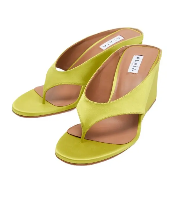 Alaïa Satin Wedge Slippers