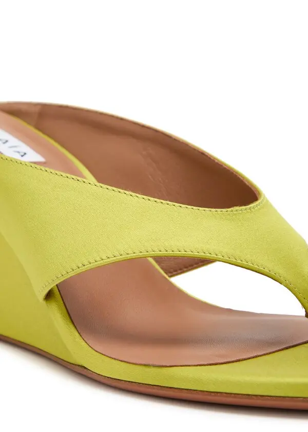 Alaïa Satin Wedge Slippers