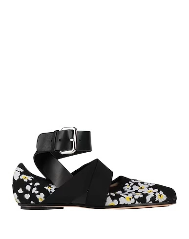 Sportmax Floral Print Jacquard-knit Ballet Flats With Ankle Tie - Black