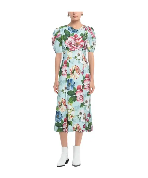 Dolce & Gabbana Floral-print Crepe Flared Dress