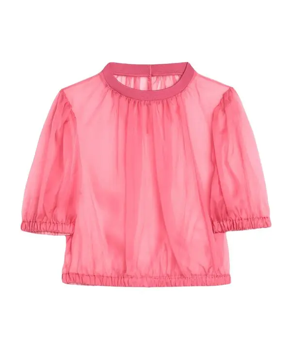 Dolce & Gabbana Solid Color Organza Short Sleeve Top