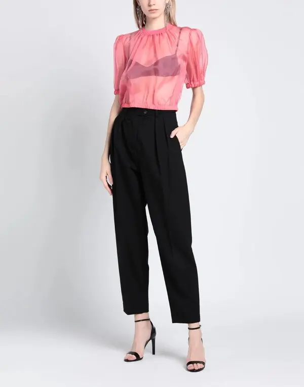 Dolce & Gabbana Solid Color Organza Short Sleeve Top