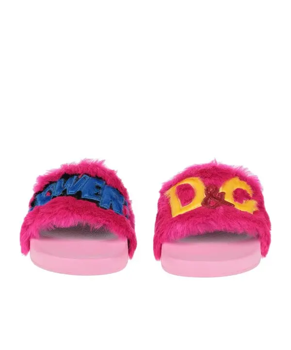 Dolce & Gabbana Embellished Plush Slides