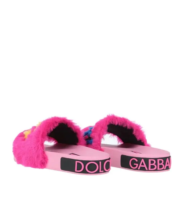 Dolce & Gabbana Embellished Plush Slides
