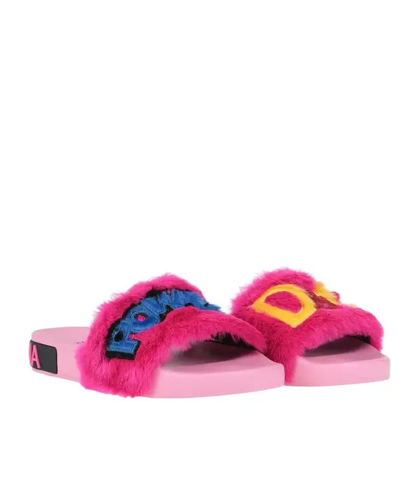Dolce & Gabbana Embellished Plush Slides