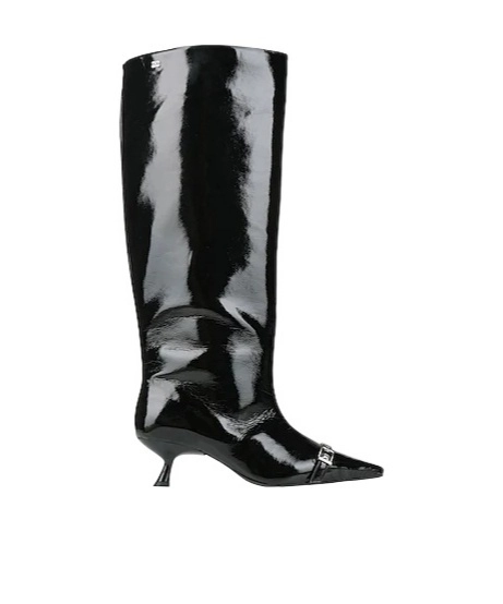 GANNI Knee-high Glossed Boots - Black