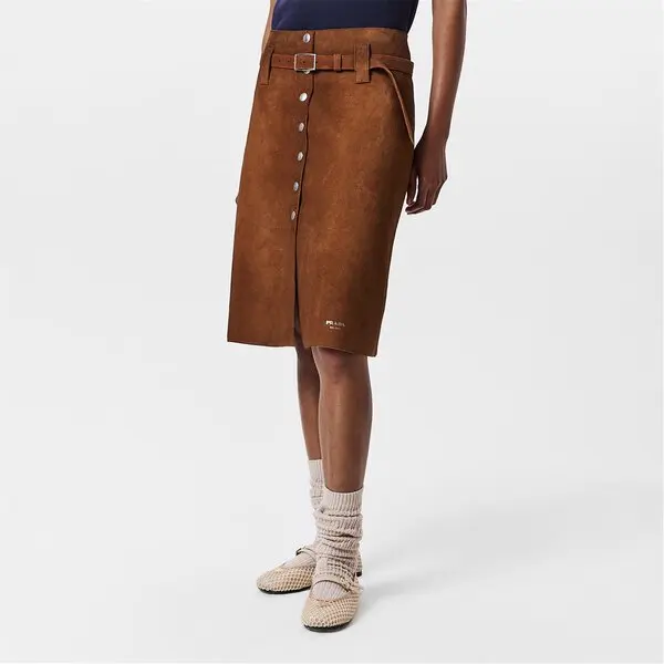 Prada Suede Midi Skirt