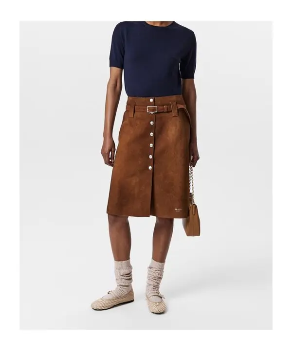 Prada Suede Midi Skirt