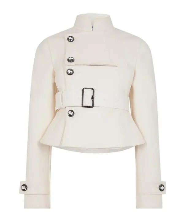 Burberry Stretch Cotton Blend Tailored Jacket - White