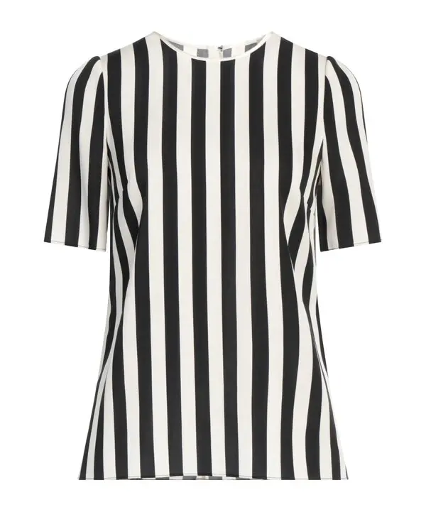 Dolce & Gabbana Striped Crepe Short Sleeve Top