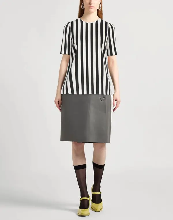 Dolce & Gabbana Striped Crepe Short Sleeve Top