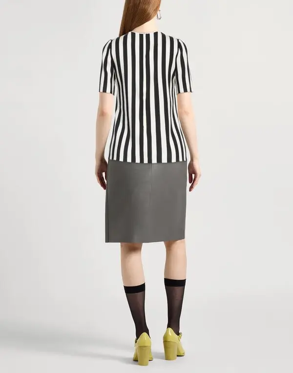 Dolce & Gabbana Striped Crepe Short Sleeve Top