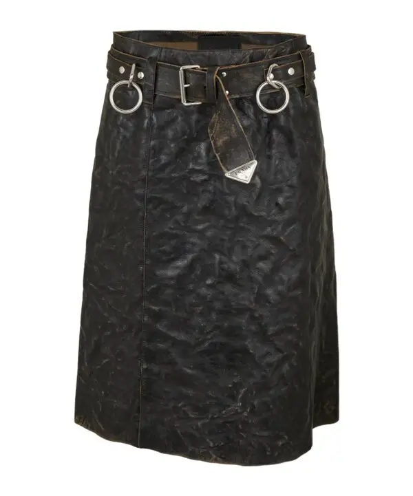 Prada Belted Midi Skirt