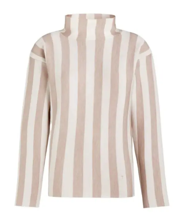 TOD'S Striped Long-sleeved Knitwear With Dropped Shoulders - Nude