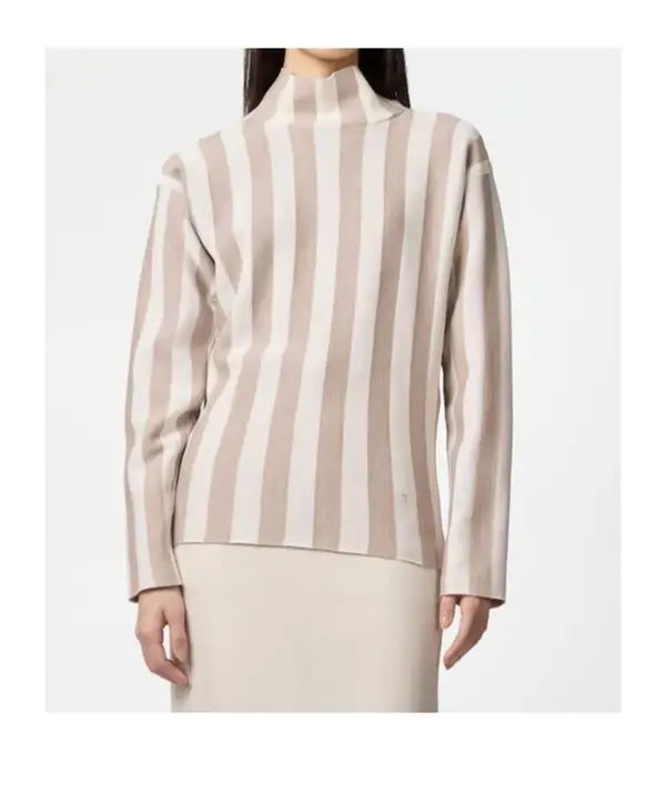 TOD'S Striped Long-sleeved Knitwear With Dropped Shoulders - Nude