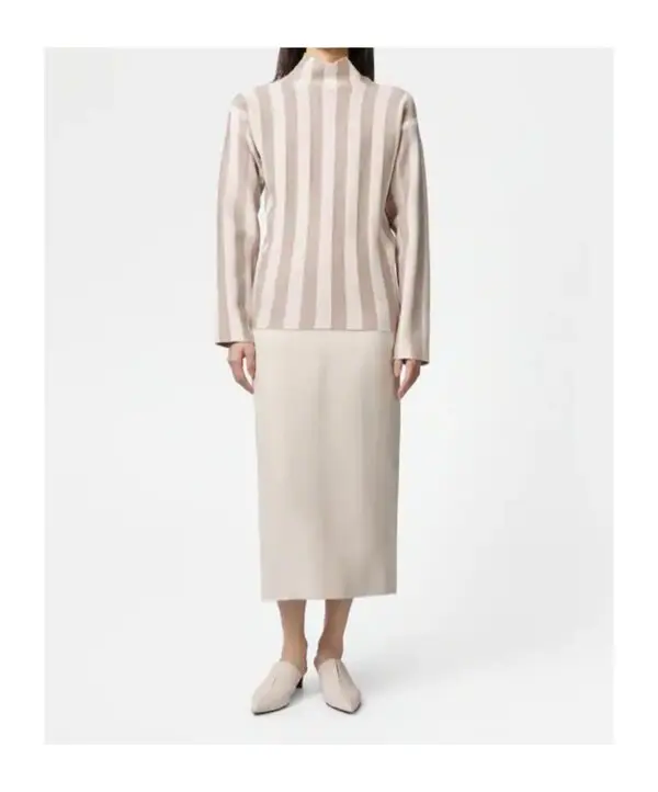 TOD'S Striped Long-sleeved Knitwear With Dropped Shoulders - Nude