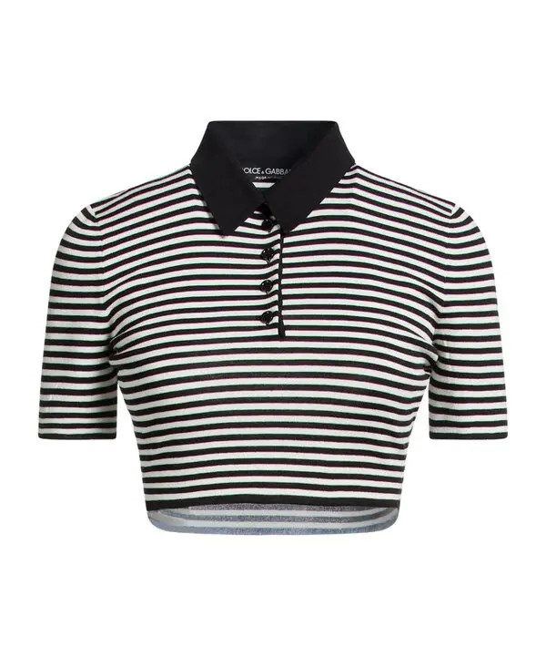 Dolce & Gabbana Striped Wool Knit Polo - Multicolor