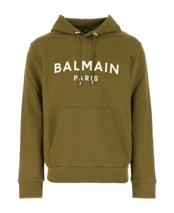 Balmain Logo Printed Drawstring Hoodie