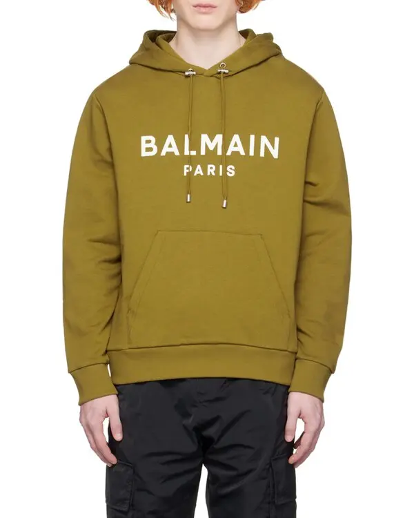 Balmain Logo Printed Drawstring Hoodie