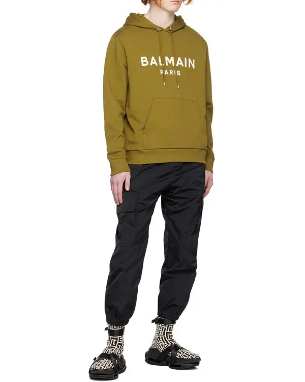 Balmain Logo Printed Drawstring Hoodie