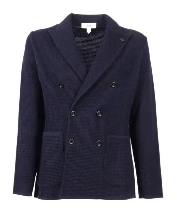 LARDINI Double-breasted Textured Jacket