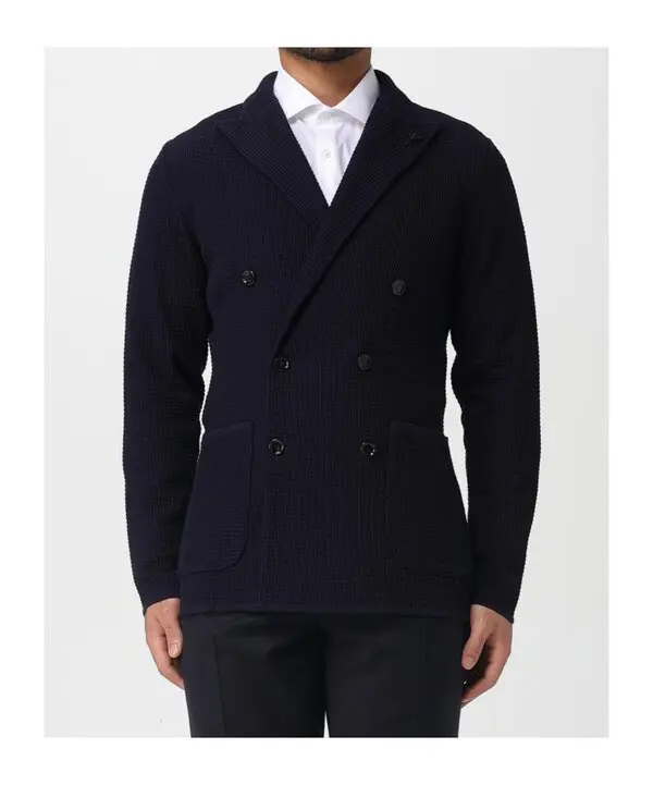 LARDINI Double-breasted Textured Jacket