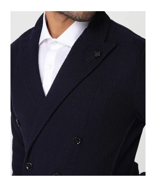 LARDINI Double-breasted Textured Jacket