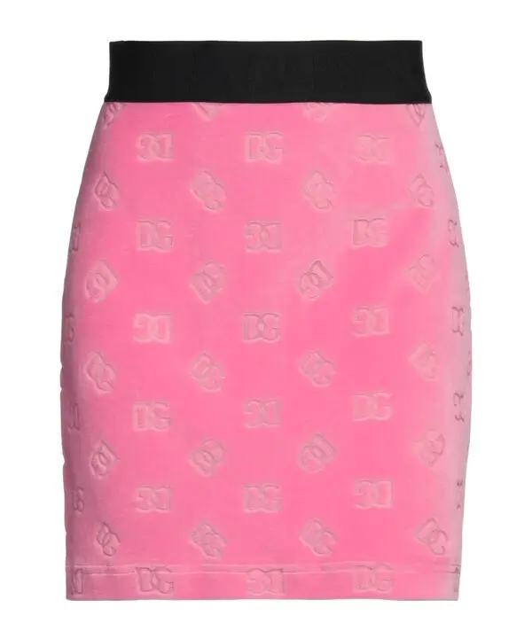 Dolce & Gabbana Velvet Pencil Skirt With Logo Print - Pink