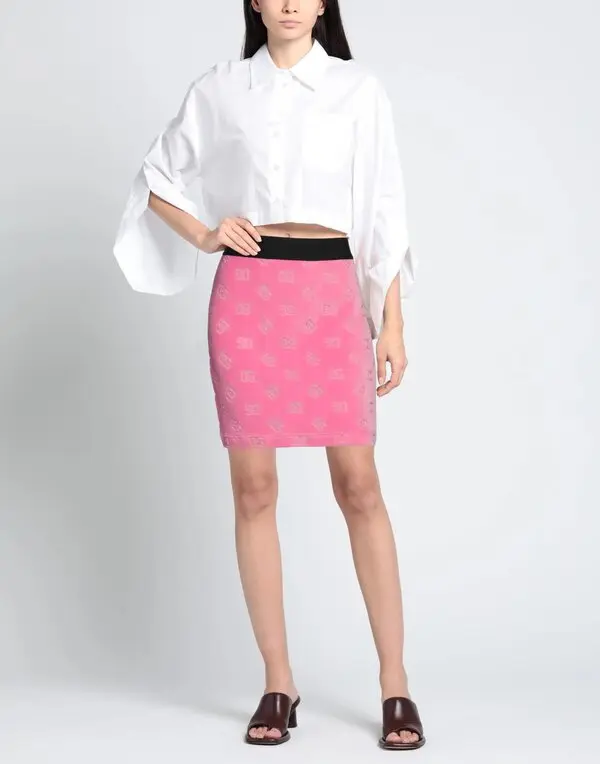 Dolce & Gabbana Velvet Pencil Skirt With Logo Print