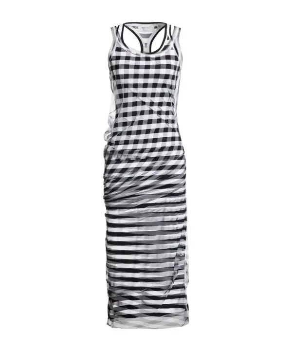 Sportmax Sleeveless Gingham And Striped Tulle Dress