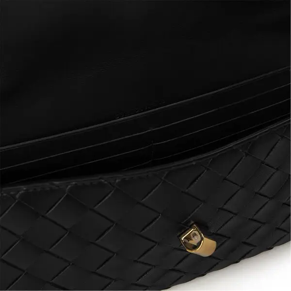 Bottega Veneta Intrecciato Woven Clutch With Brass-finish Knot Closure