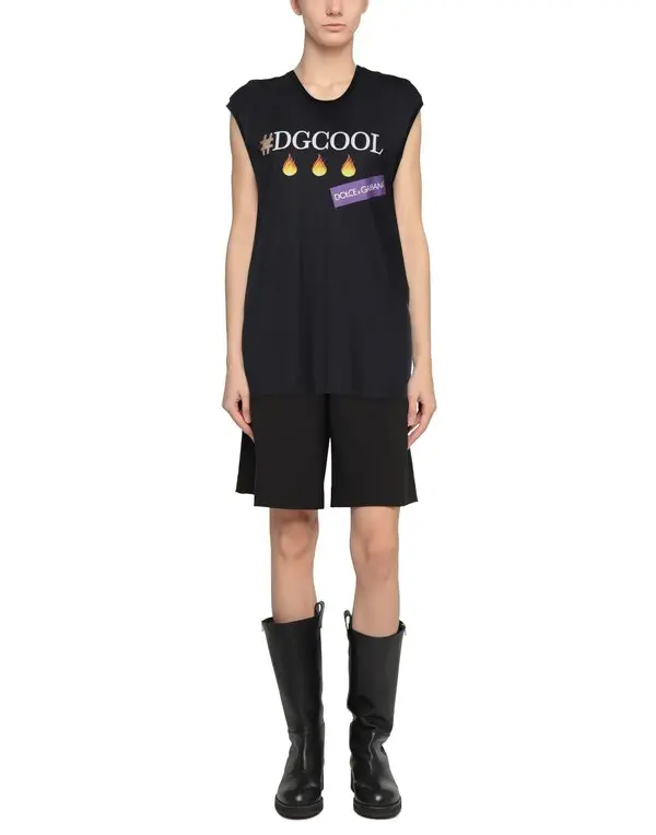 Dolce & Gabbana Solid Color Printed Knit T-shirt