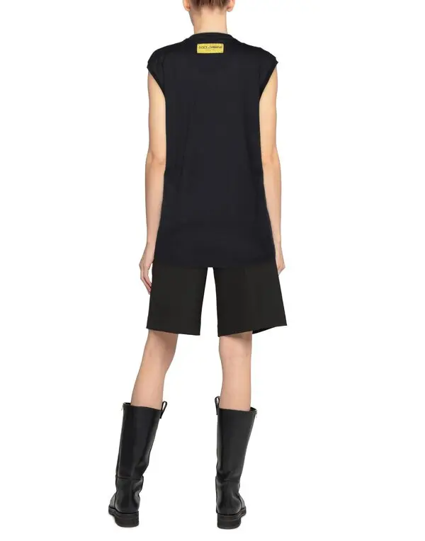 Dolce & Gabbana Solid Color Printed Knit T-shirt