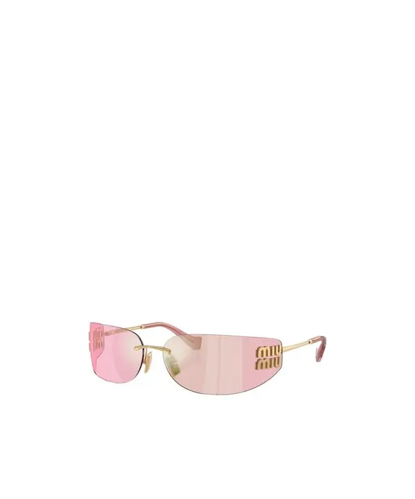 Miu Miu Rimless Metal Sunglasses With Logo Detail